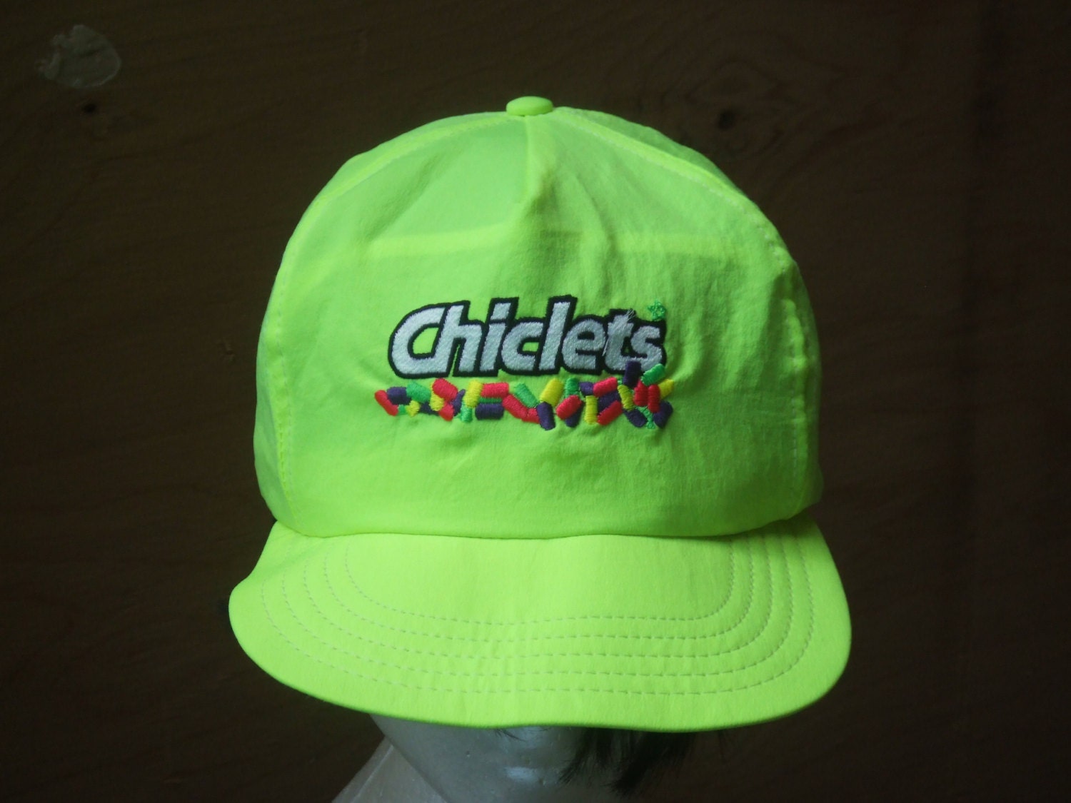 Vintage Chiclets Cap. Neon Yellow. Chiclets Advertisement. Nylon. Made ...