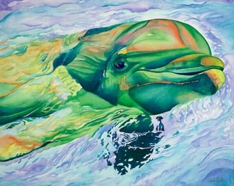 Dolphin art | Etsy