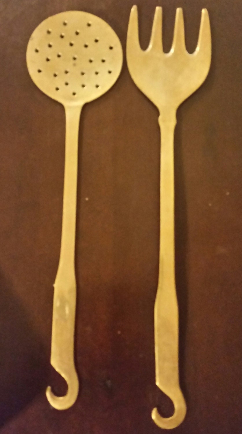 Vintage serving brass fork and strainer ladle – Haute Juice