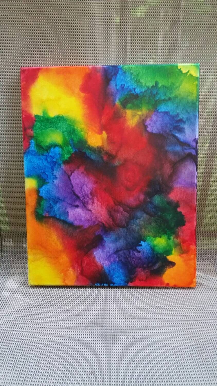 Rainbow melted crayon art