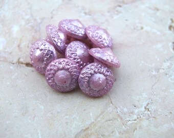 6 Vintage glass buttons white with red and blue by oritdotan