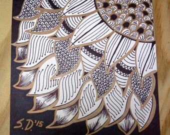 Sunflower zentangle | Etsy