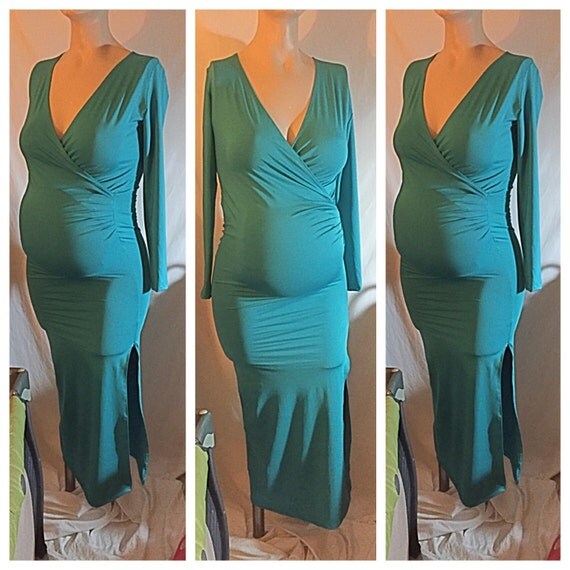 Beautiful Elegant V Neck Maternity Dress W Side Slit By Lysabo