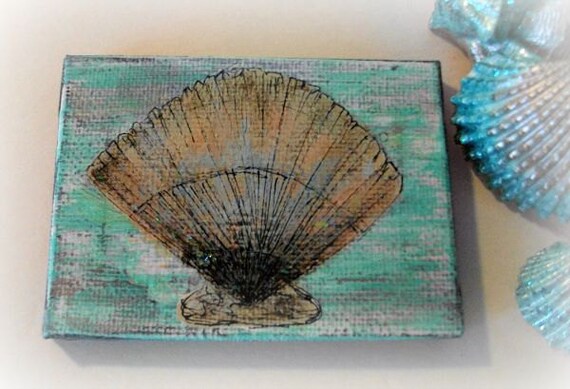 Shell Canvas Painting Original Acrylic Painting Small Art