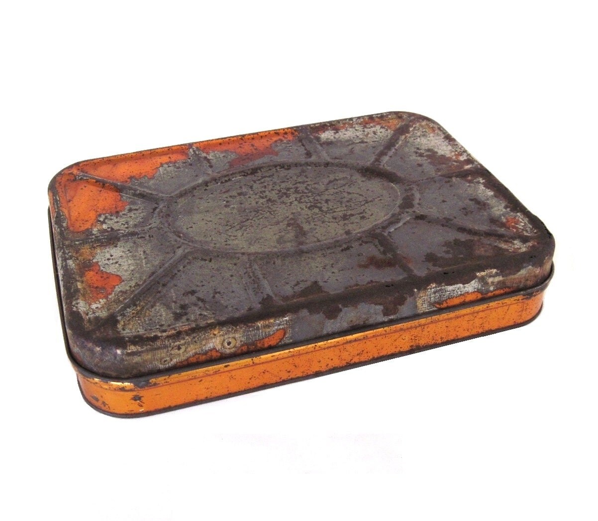 Rusty Tin with Lid Large 15 x 11 Old Metal Storage Tins Industrial ...