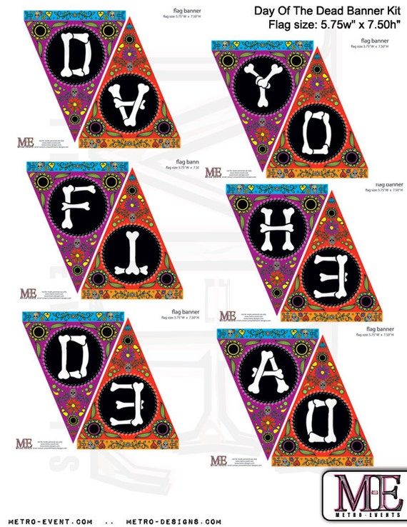 Day Of The Dead Banner, Halloween Banner, Day Of The Dead Bunting, Dia ...