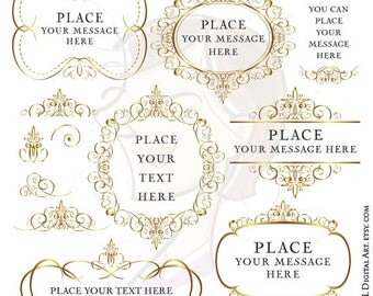 Gold Frame Clipart Digital Flourish Clip Art Chandelier Frames