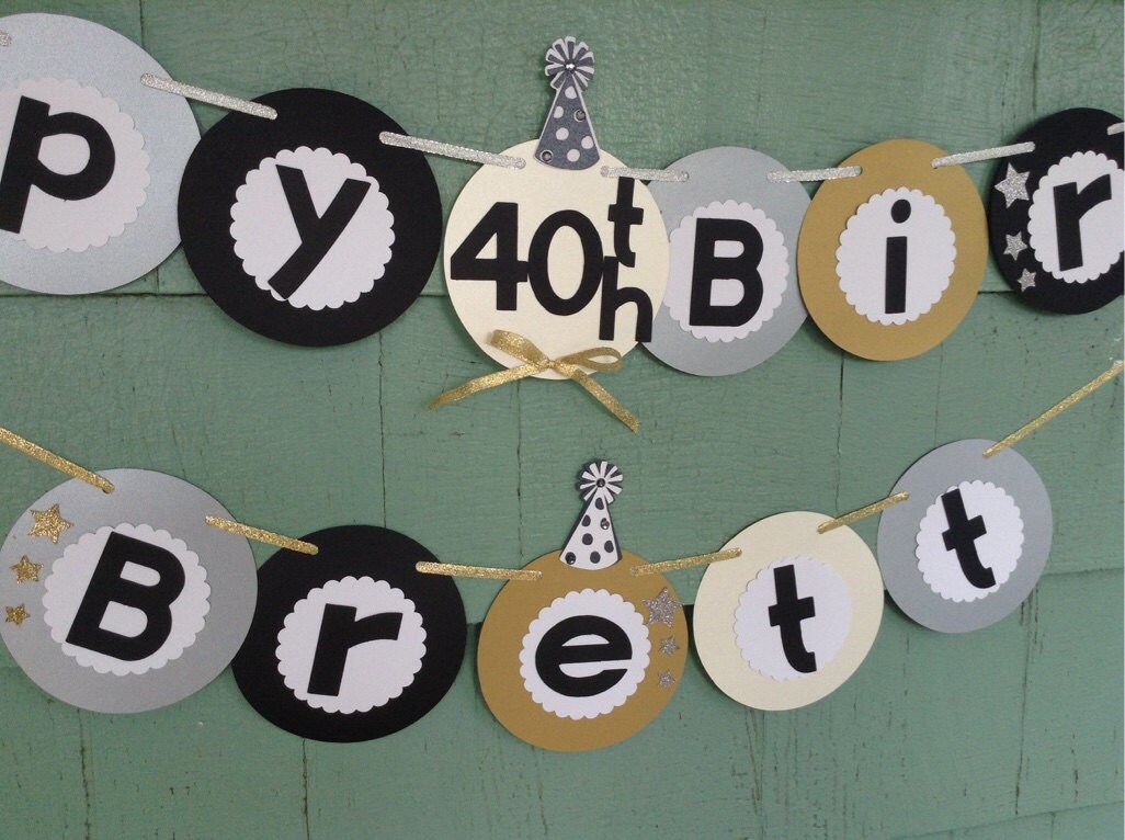 Happy 40th Birthday Banner birthday party sign decorations