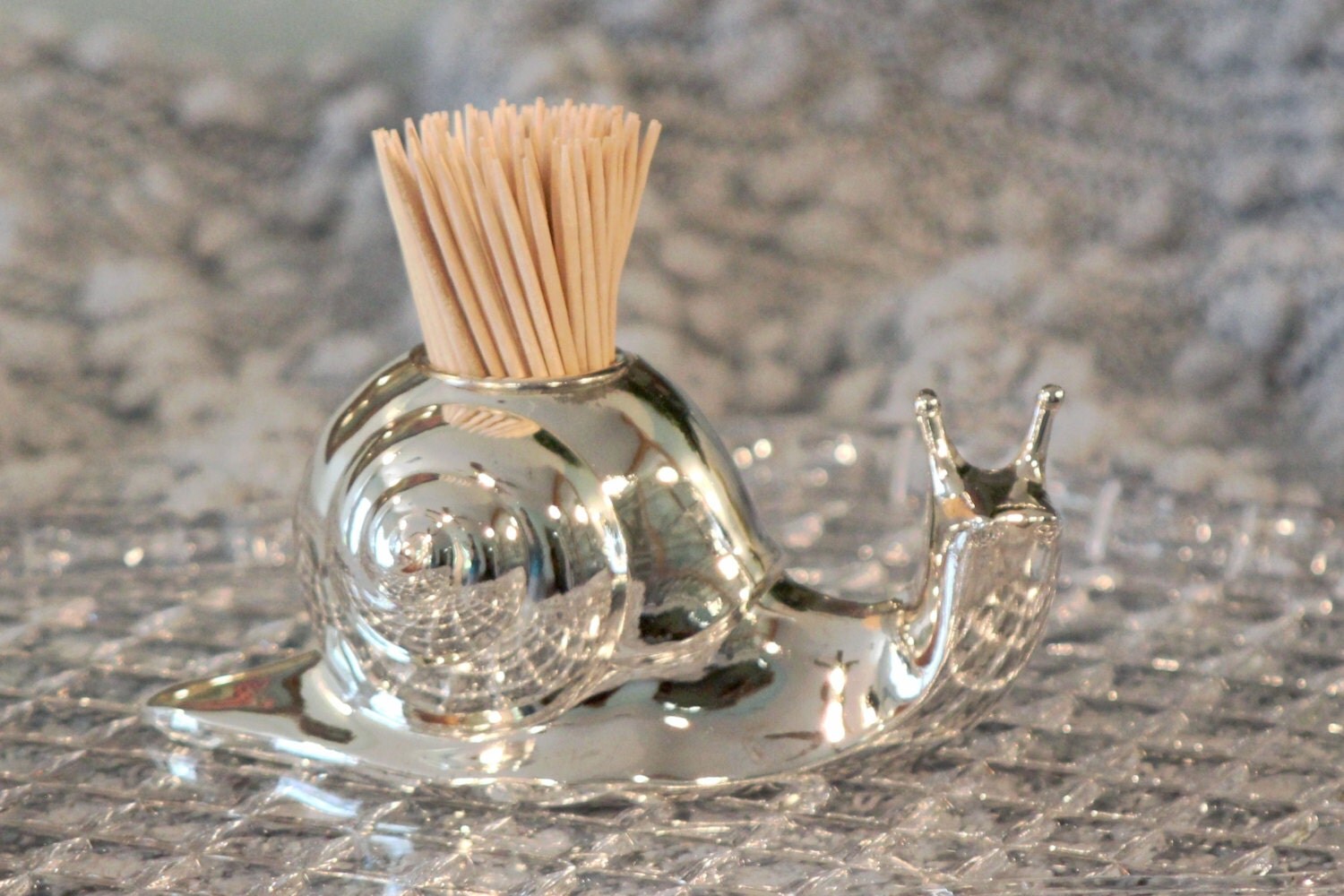 Silver Plate Toothpick Holder – Figural Snail Toothpick Holder – Silver ...