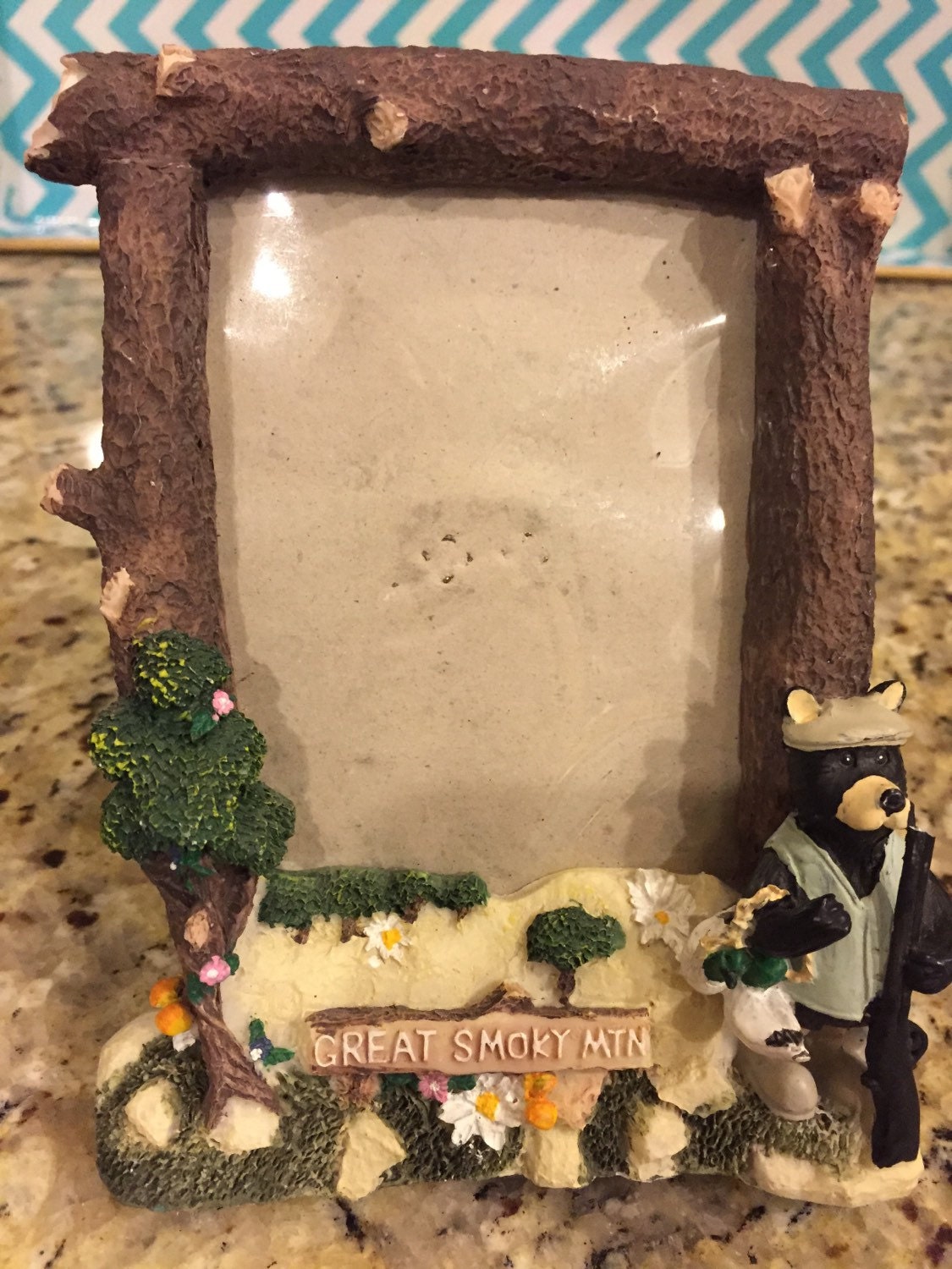 Rustic Picture Frame Woodland Black Bear Cabin Lodge Decor