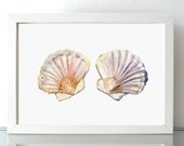 Items similar to Shell Watercolor Painting - Wall Art Print - Sea shell ...