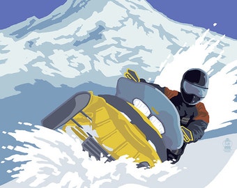 Snowmobile wall art | Etsy