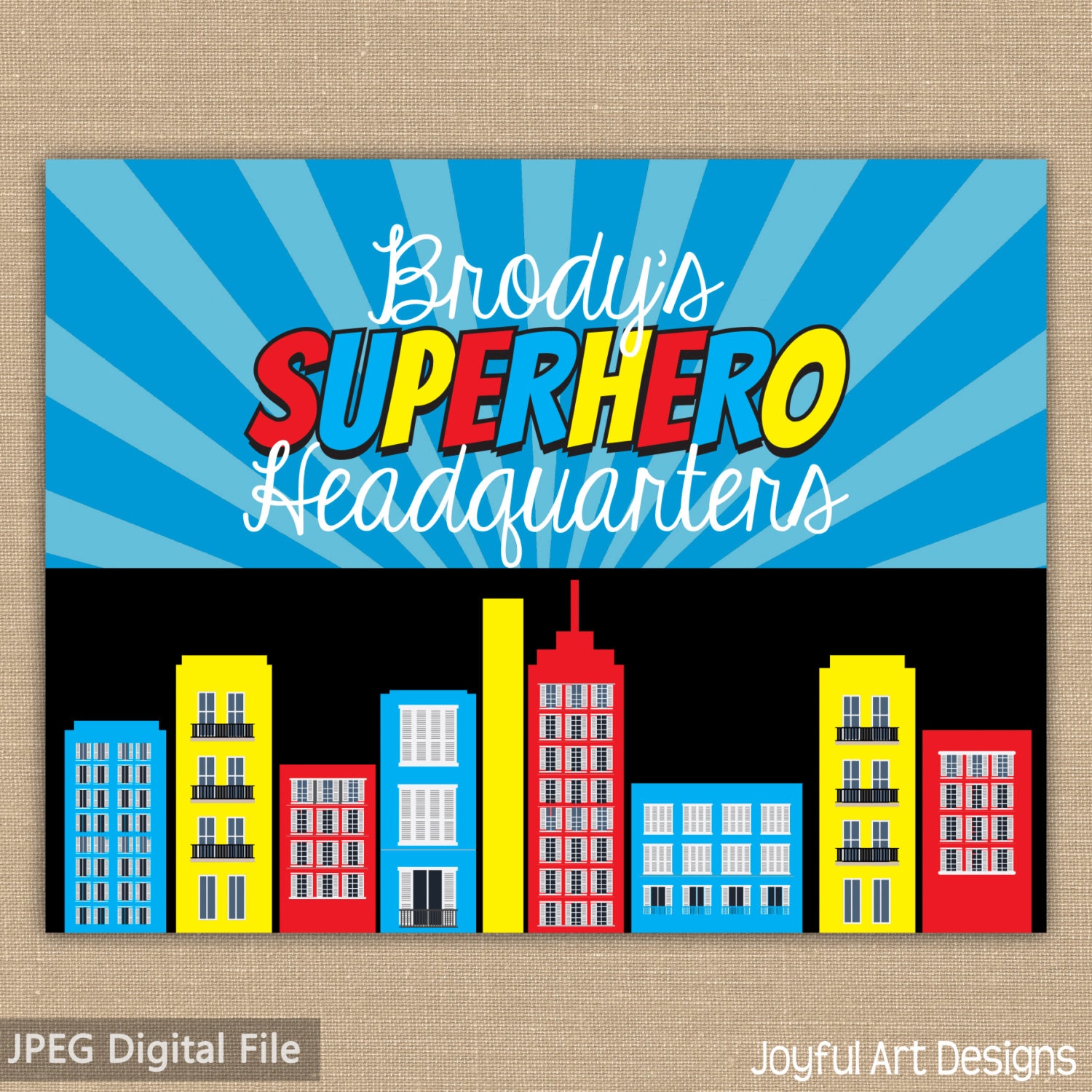 Superhero Headquarters PRINTABLE. Superhero Birthday Party.