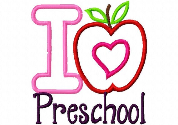 Items similar to I Heart love Preschool Applique Machine Embroidery ...