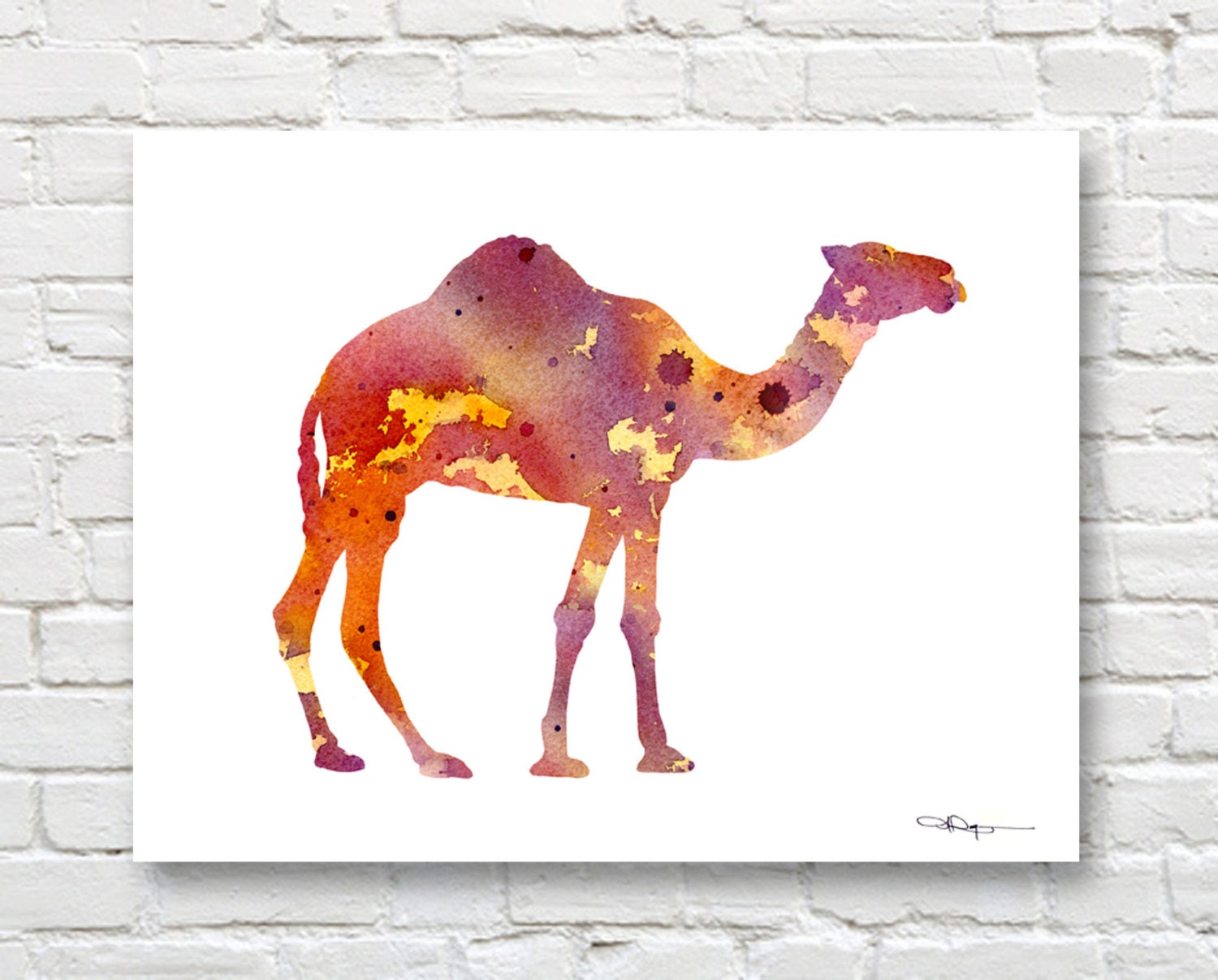 Camel Art Print Abstract Watercolor Painting Wall Decor