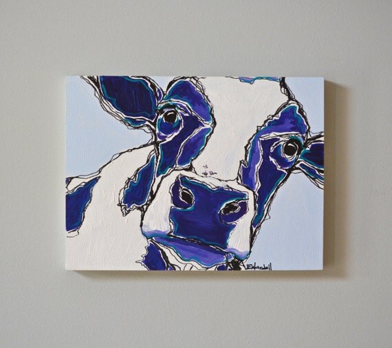 Abstract Cow Painting by ModernCabinbyEW on Etsy