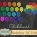 Rainbow Chalkboard Balloons Clipart PNG Clip art set chalk