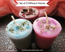 Set of Three Different Spell Candles, Set of Three Soy Votive Candles ...