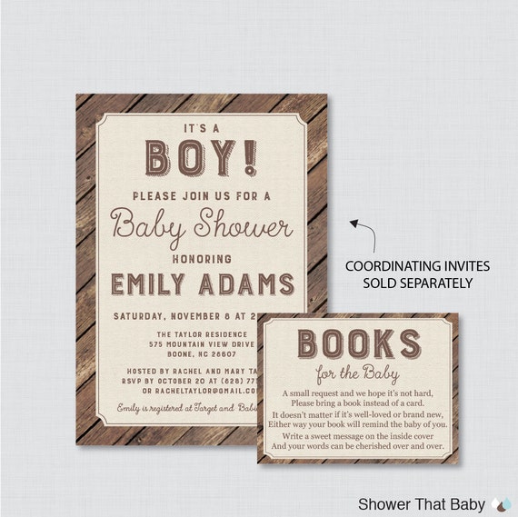 Rustic Baby Shower Printable Bring a Book Instead of a Card