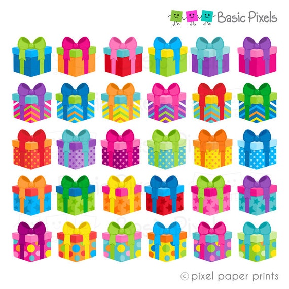 Gift clipart Digital Clip Art Colorful gifts by basicpixels