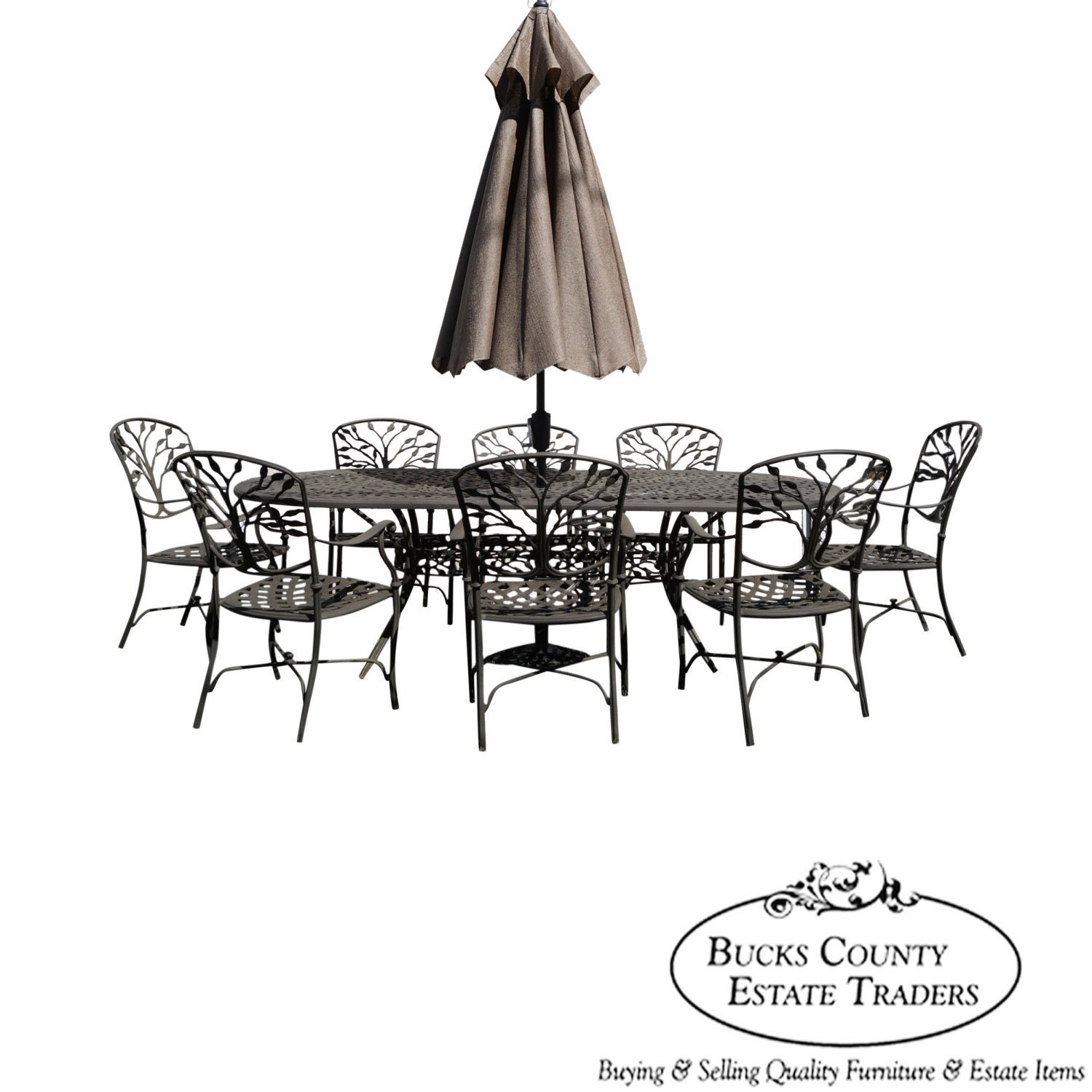 Woodard Heritage Collection Cast Aluminum Patio Dining Table & Chair ...