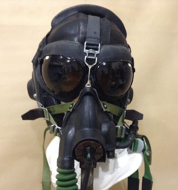 Flying helmet oxygen mask glasses Soviet pilot flight USSR
