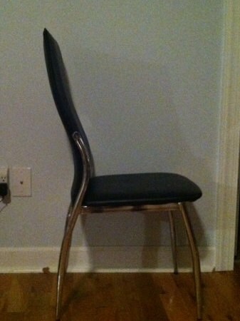 2 mid century chairs, lumbar support, sway back, black, metal, great ...