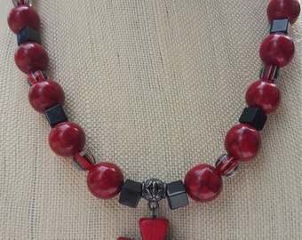 Items similar to Red Howlite Flower - Bracelet - Wire Wrapped - Copper ...