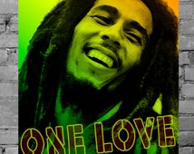 Bob Marley Rasta One Love Rastafarian Music Print Poster Painting ...