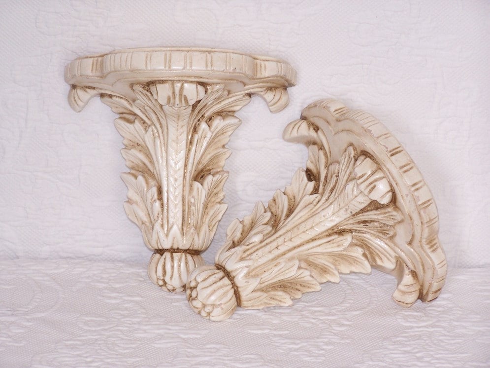 Ornate off white shelves, shelf, ornate shelves, sconce shelves, shabby ...