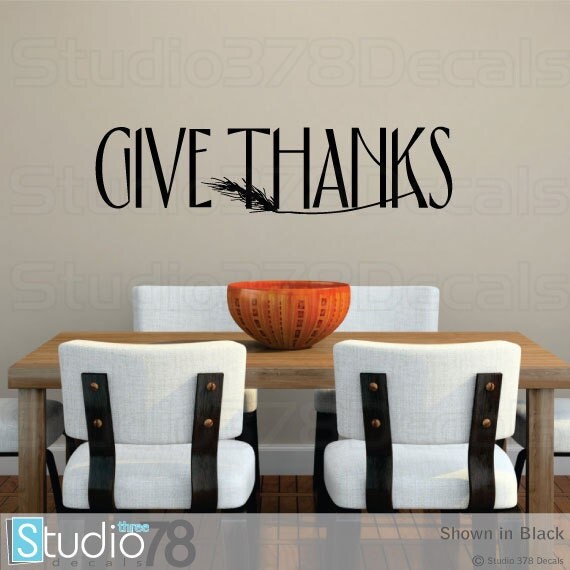 Give Thanks Vinyl Wall Decal Thanksgiving Holiday Decor