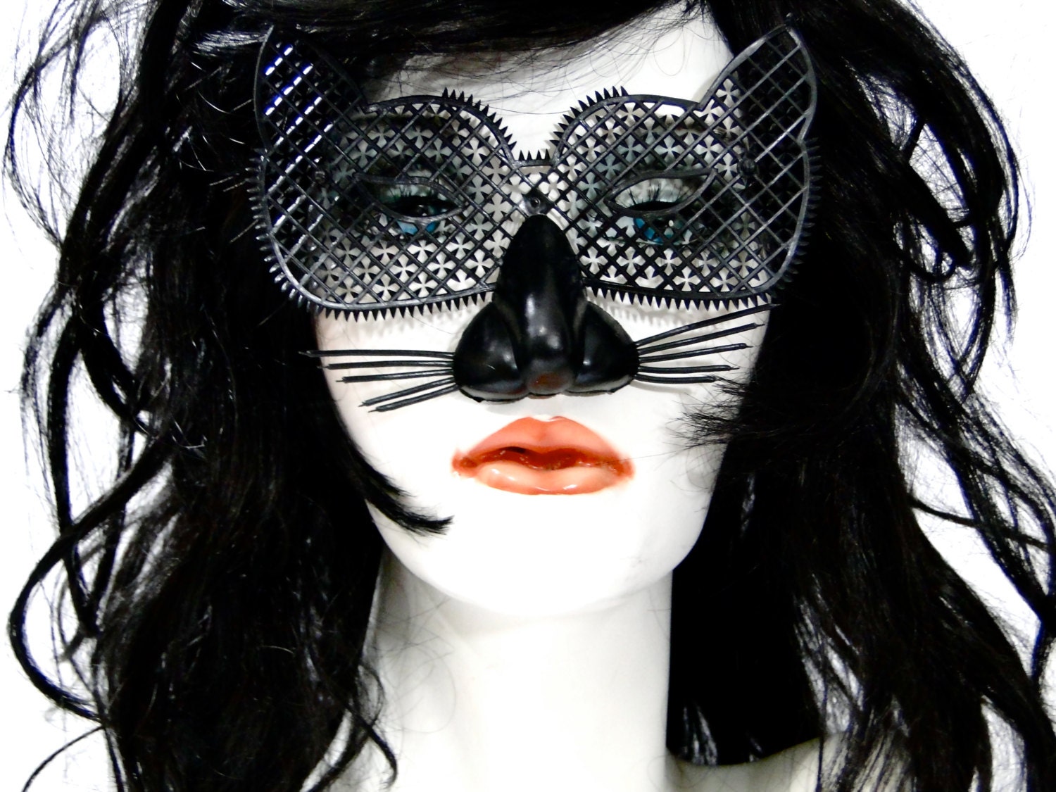 Vintage Halloween Cat Mask 1950s Made in Hong Kong Plastic // NOS ...
