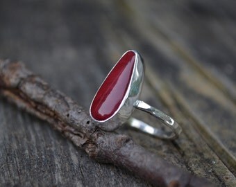 Red Alunite Ring Red Gemstone Ring Beaded by MeSheDesignsLLC