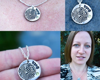Fingerprint Necklace Fingerprint Jewelry Monogram Necklace