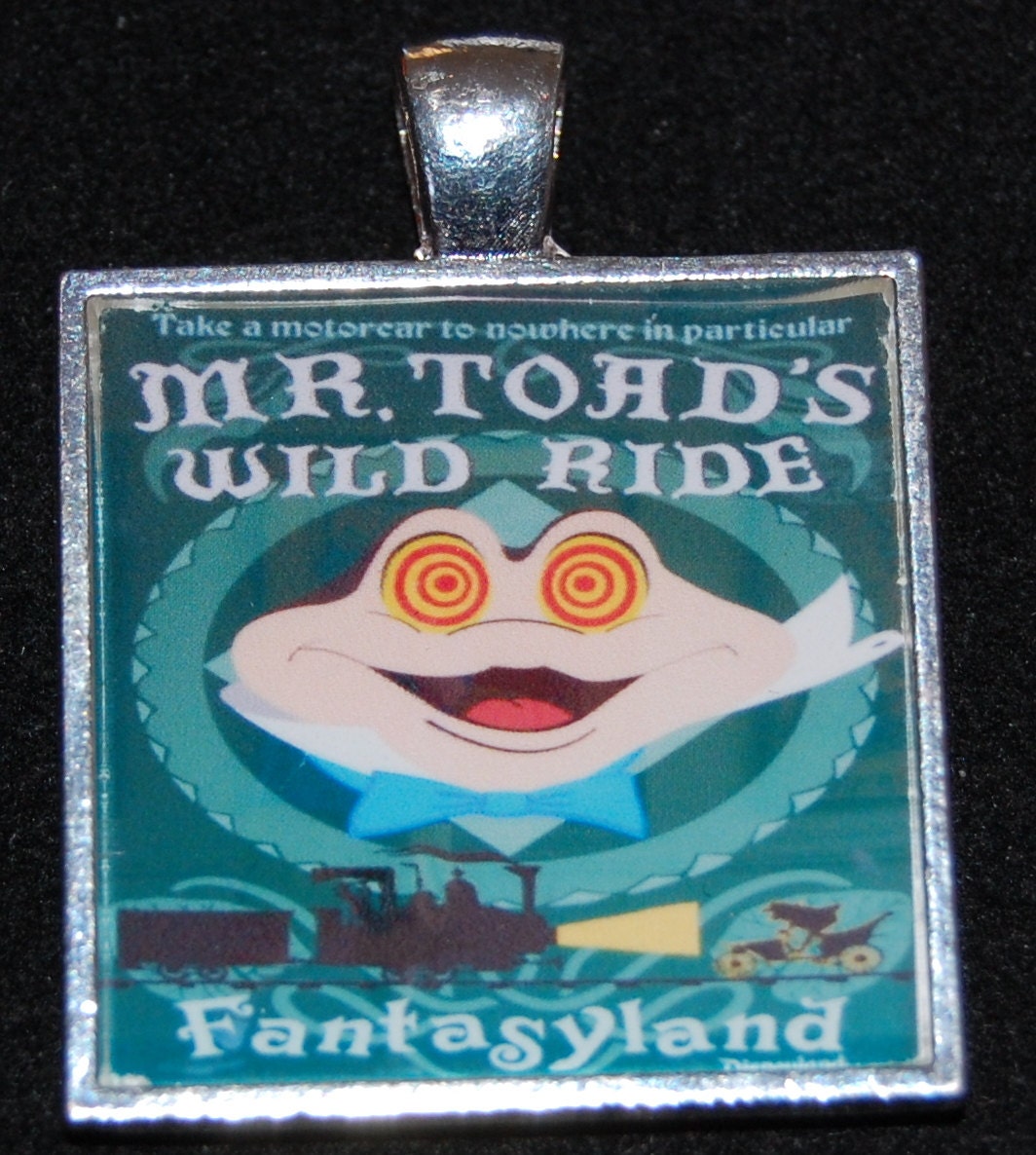 Mr Toad Wild Ride Attraction Poster Pendant Necklace Disney