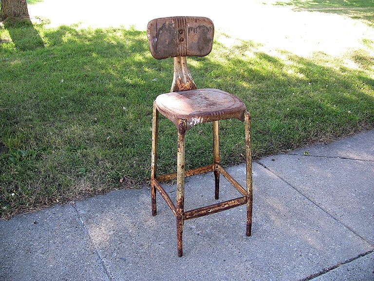 Rustic Vintage Art Deco Metal Kitchen Bar Stool Industrial Steampunk ...