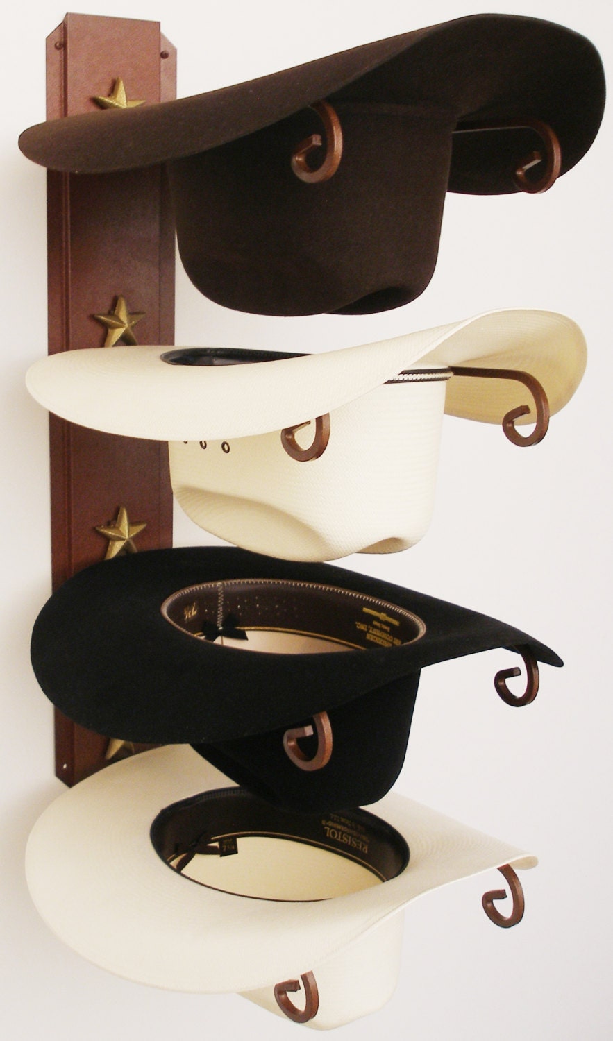 Cowboy Hat Holder Rust with Gold Stars