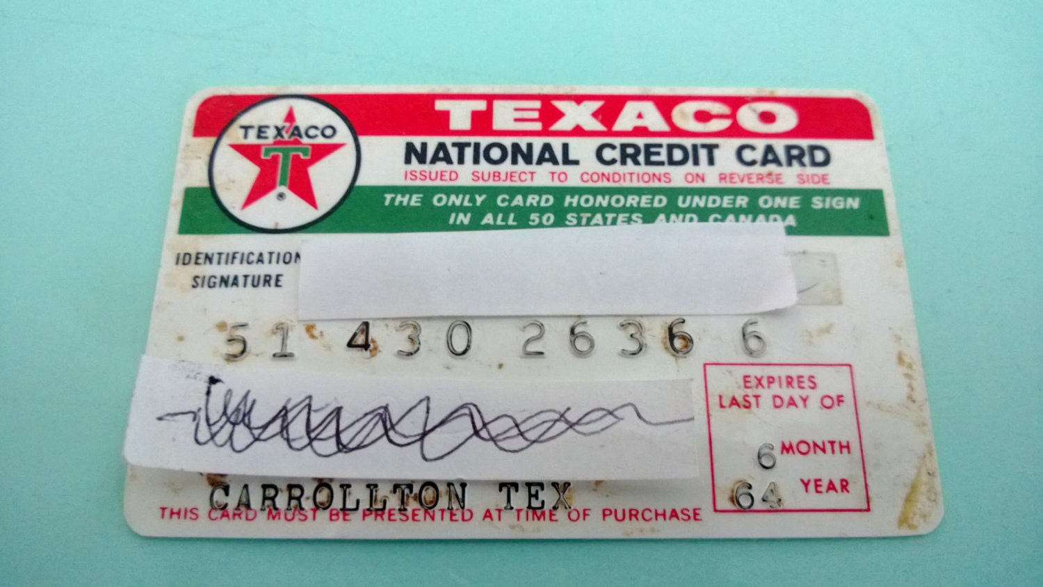 Vintage Texaco National Credit Charge Card Free Shipping