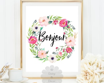 Bonjour sign | Etsy
