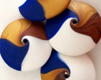 Murano glass focal beads floral design white turquoise by GiosGems