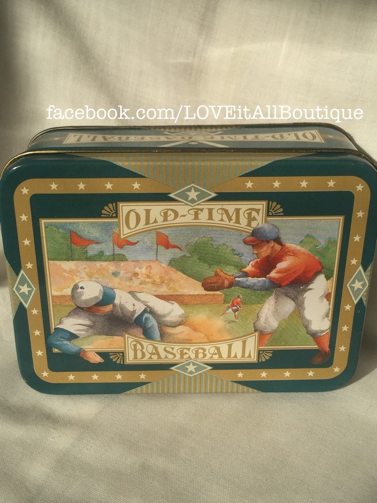 Vintage Baseball Tin, collectible baseball advertising tin vintage tin ...