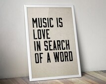 Wall Quote Poster - Digital Art Print - Music Is Love - Wall Art