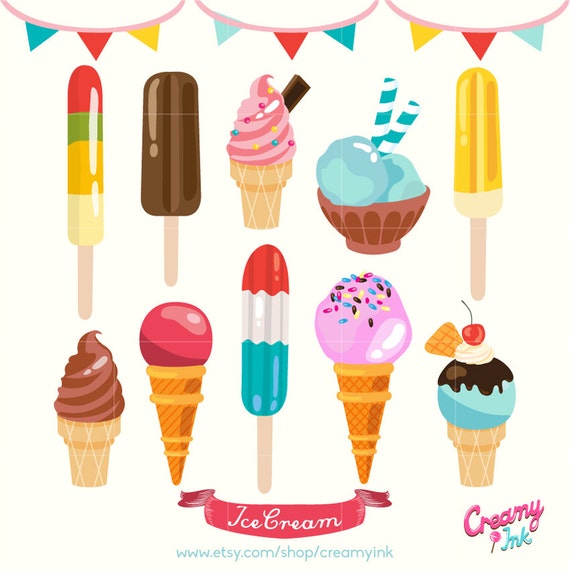 Ice Cream Digital Vector Clip art / Summer Ice Cream Cone