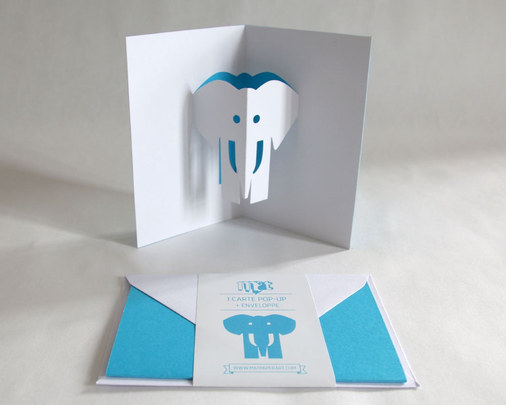 Pop-up Card // Elephant Sky Blue // Creative Stationery
