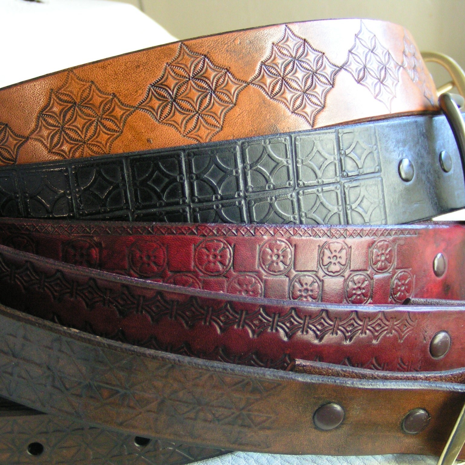 Celtic snakes hand tooled leather journal cover