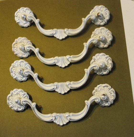 Vintage Hardware Pulls and Knobs Mid-Century White Cast Aluminum and ...