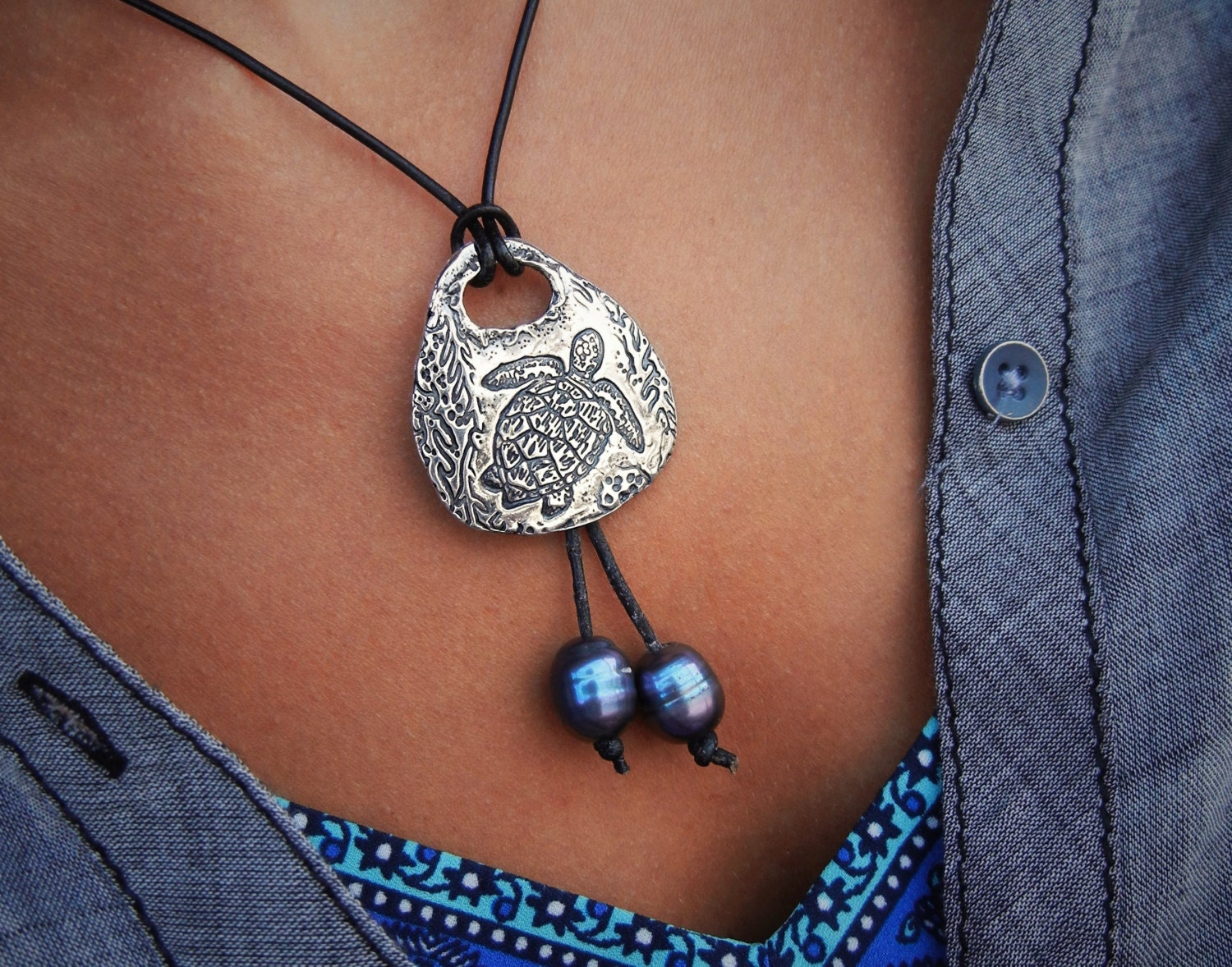 Sea Turtle Jewelry Sea Turtle Necklace Leather Necklace