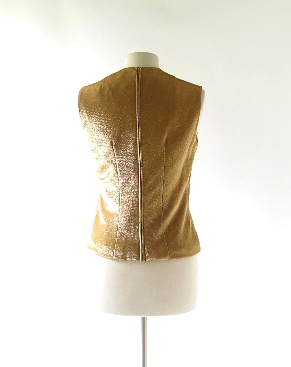 Gold Lamé Top / Vintage 1960s Blouse / 60s by SmallEarthVintage