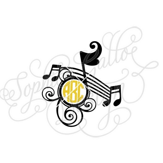 Musical Monogram SVG DXF digital download files for Silhouette