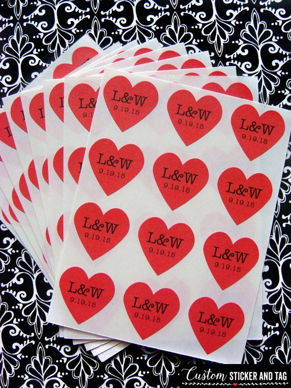 custom stickers heart .75 in size red heart stickers